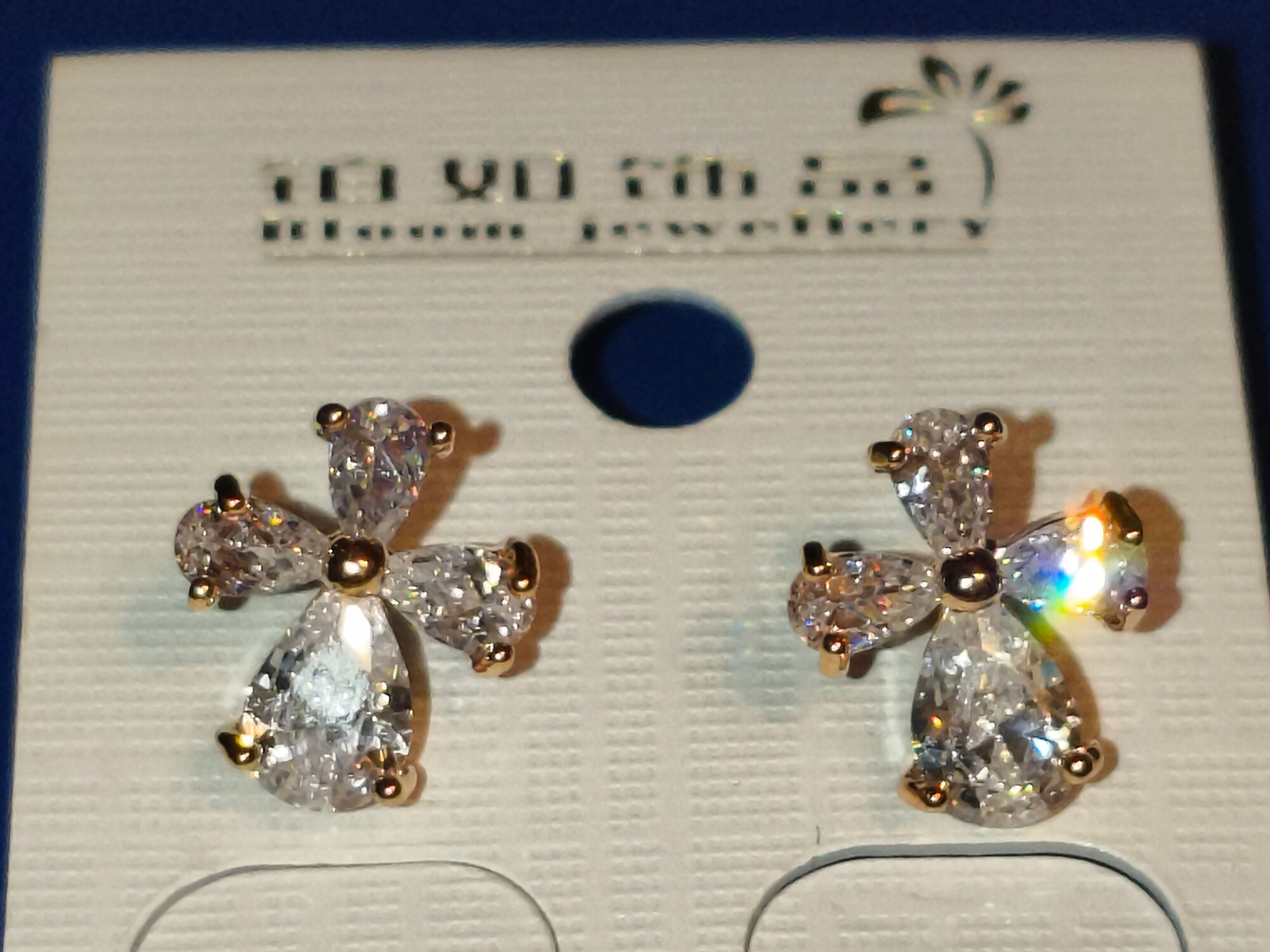 Серьги пусеты, циркон