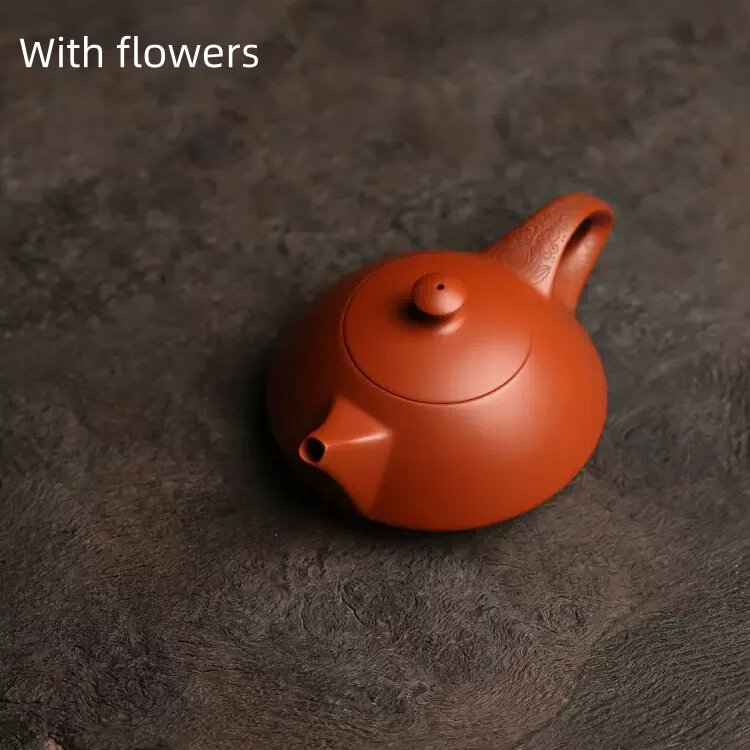 Чайник ручной из пурпурной глины With flowers teapot 120 мл