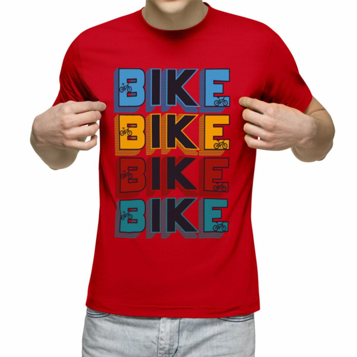 Мужская футболка «Веломир» (красный, 2XL)