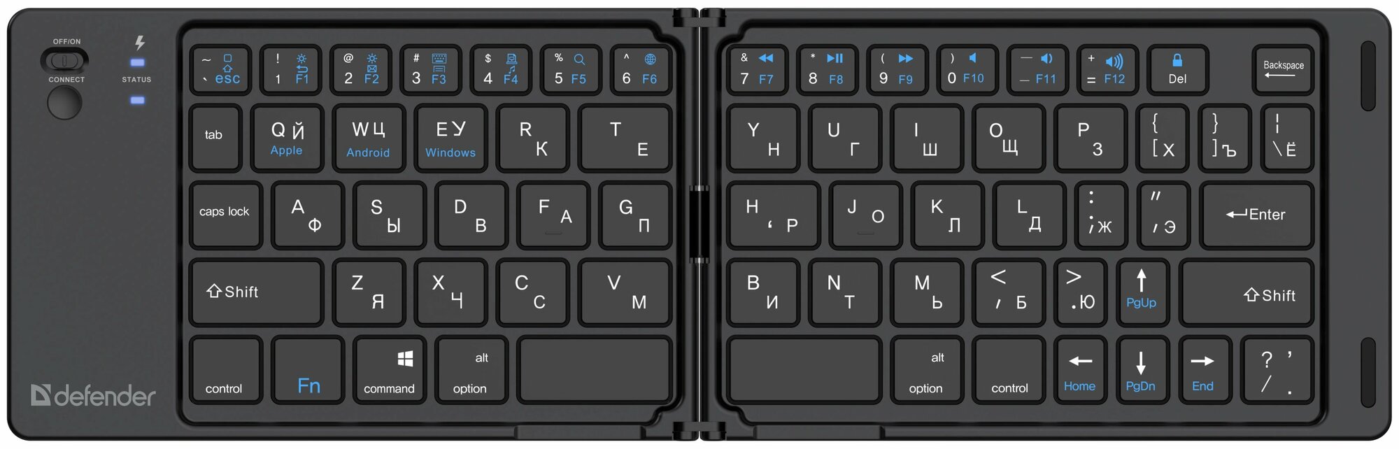 Defender Клавиатура Defender SB-094 Enigma 45094, беспров, складная, черный (Bluetooth) (ret)