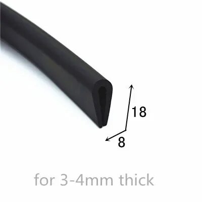 Резиновая U-образная лента 8x18 мм, 5 метров, Round Bottom 4mm