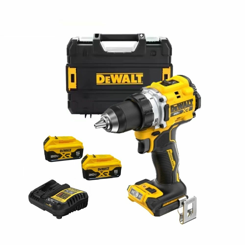 Дрель-шуруповёрт DeWalt DCD801P2, профессиональный, 2 аккумулятора, LiIon, чёрный/жёлтый