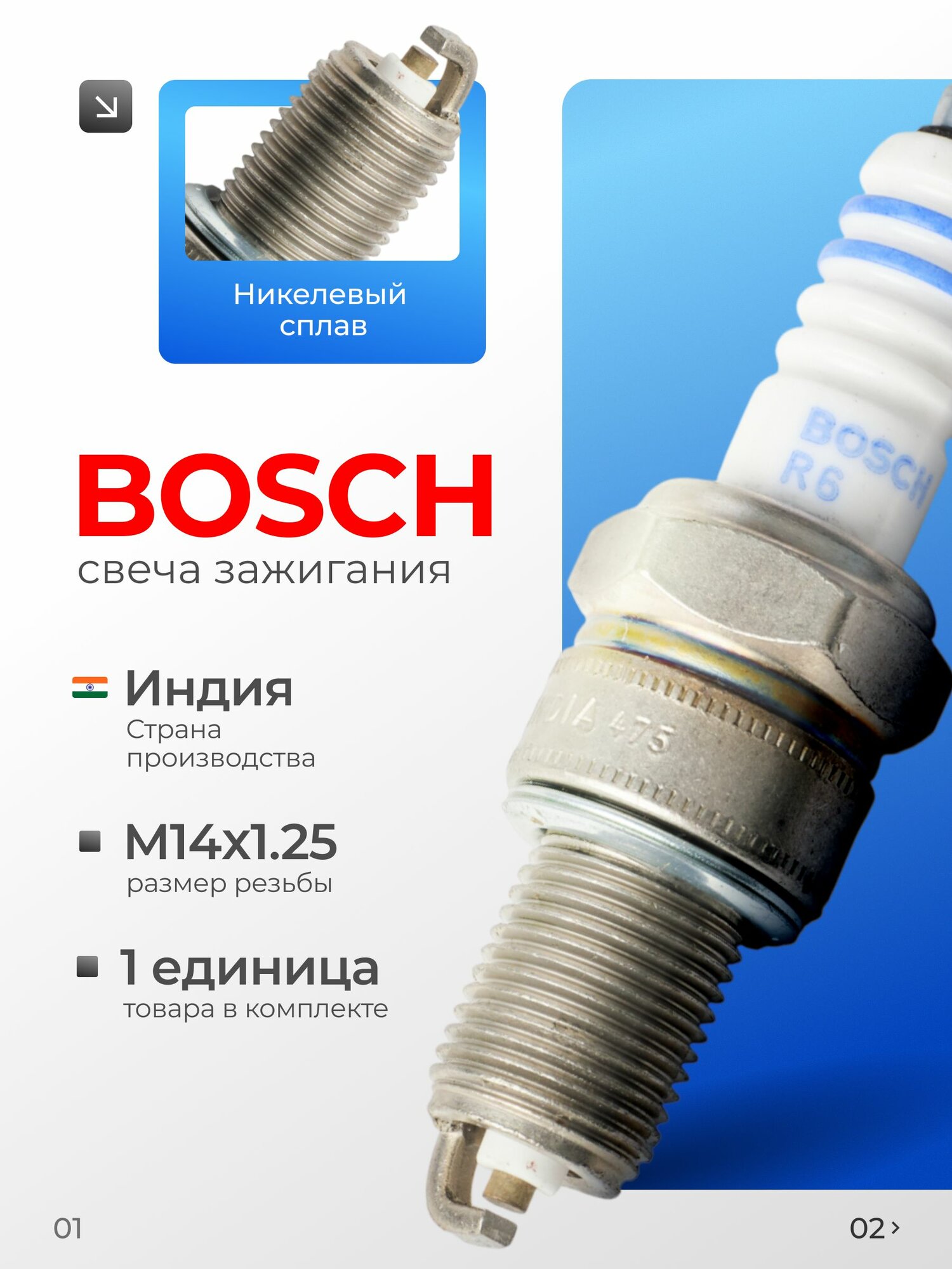 BOSCH Свеча зажигания никелевая Super арт. 0242235663