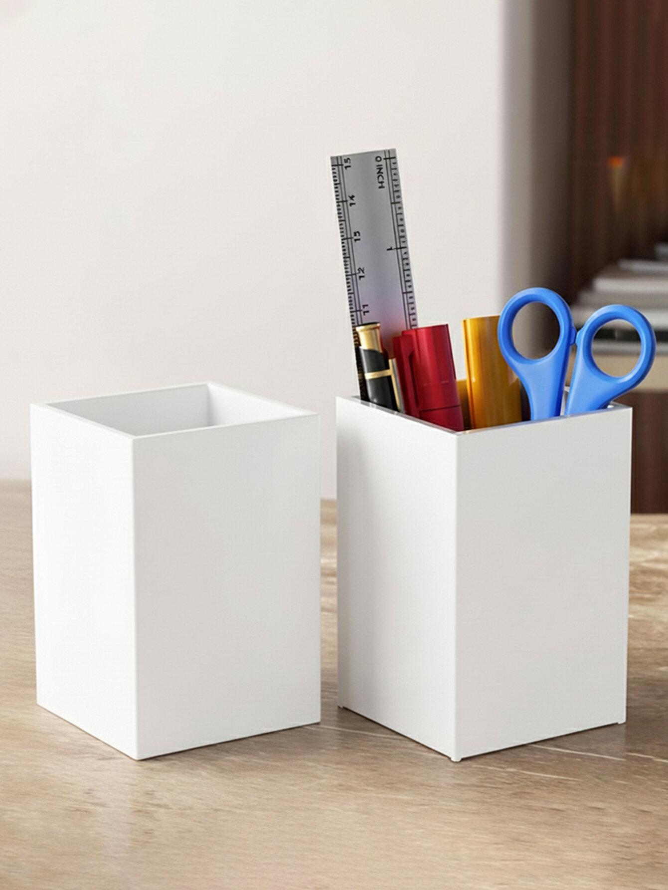 Акриловый стакан для ручек и карандашей, прочный настольный органайзер, современный дизайн, удобное хранение канцелярских принадлежностей для дома и офиса