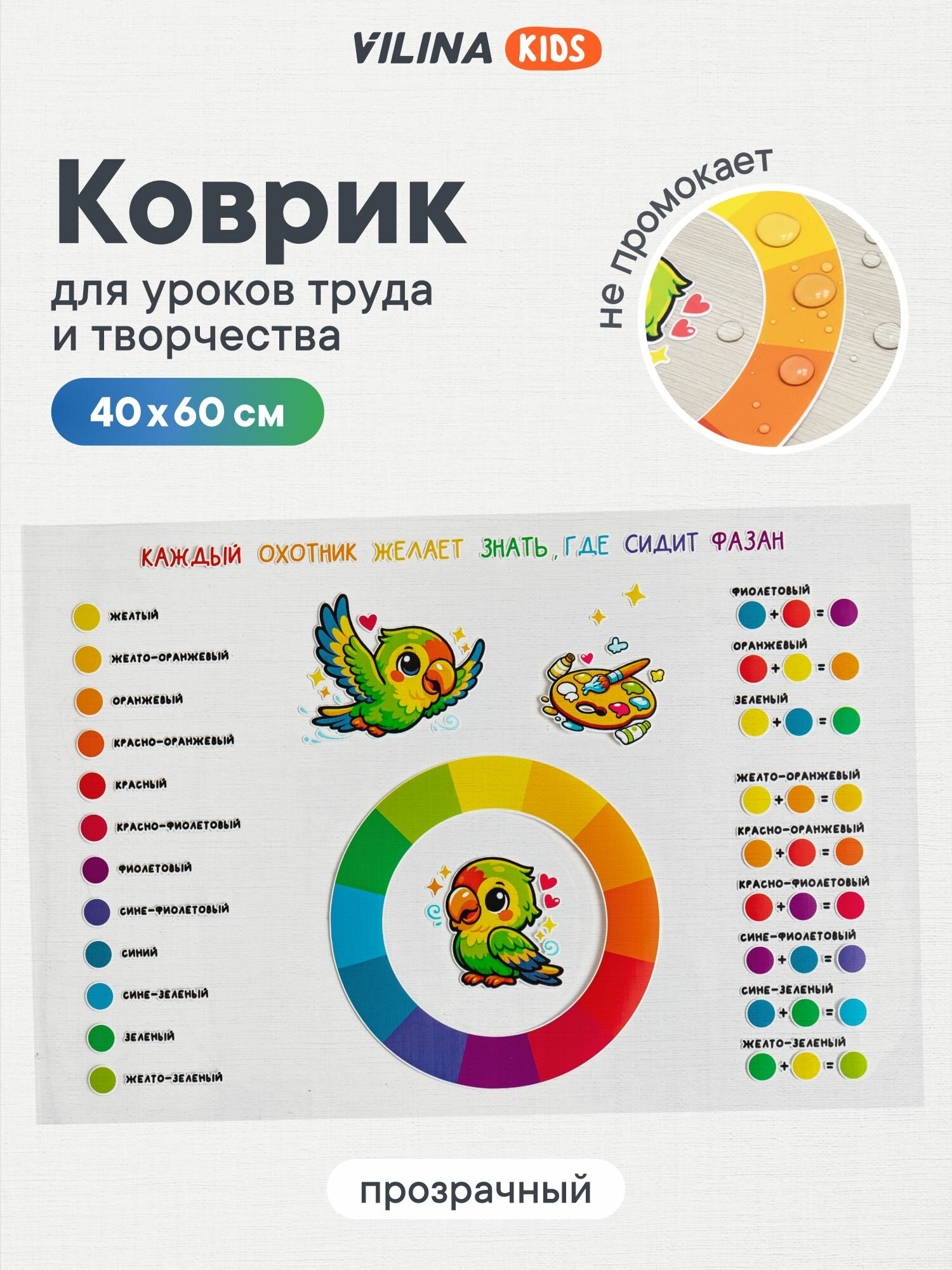 Клеенка на стол для рисования 40x60 см , коврик детский непромокаемый, защита на стол для занятий творчеством