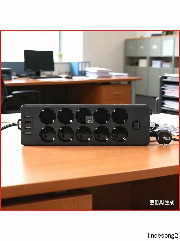 Евроудлинитель с USB - 10 розеток, выключатель, для дома, зарядка устройств