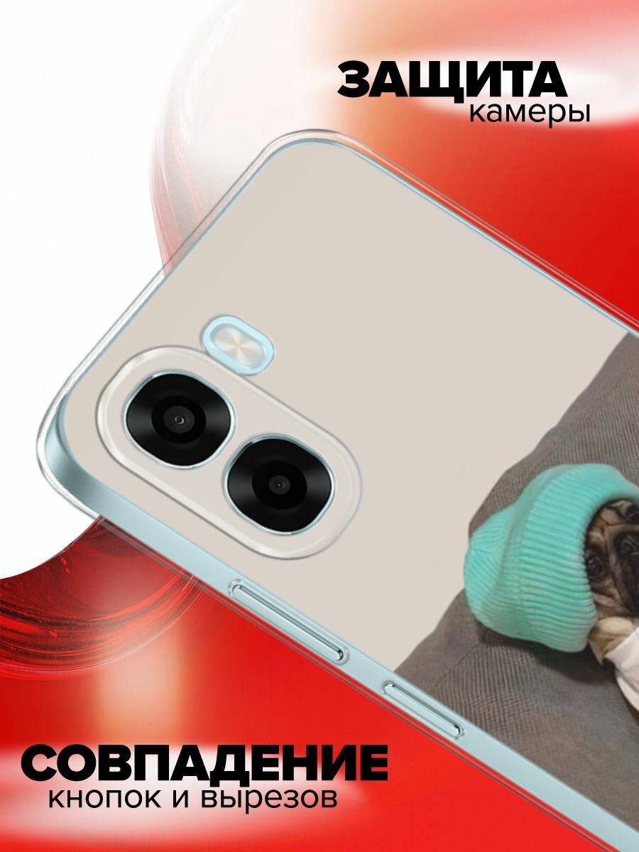 Силиконовый чехол на Oppo A6x / Оппо A6x с принтом Мопс на диване — фото 1
