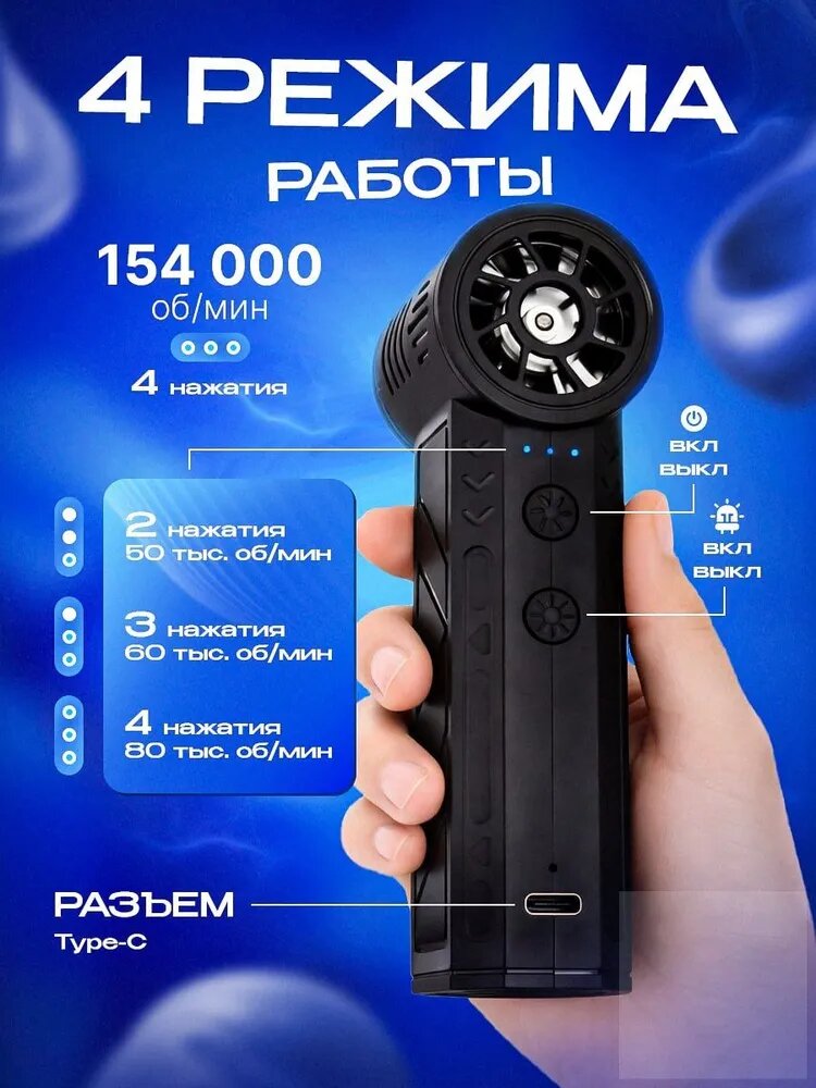 Многофункциональная воздуходувка беспроводная 4 в 1, для дома и авто, 4 режима работы, 11В — фото 1
