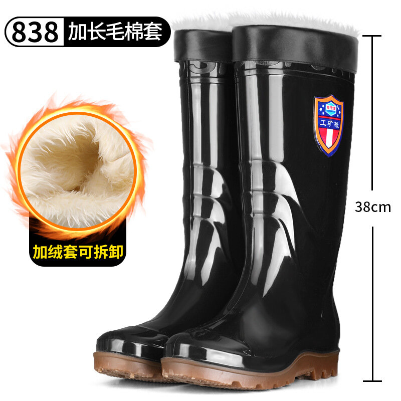 Рабочие ботинки, строительная обувь, кухонные резиновые сапоги, мужские резиновые сапоги, с флисовой подкладкой, со съемными рукавами, теплые водонепроницаемые сапоги, нескользящая водонепроницаемая резиновая обувь для улицыEU:39