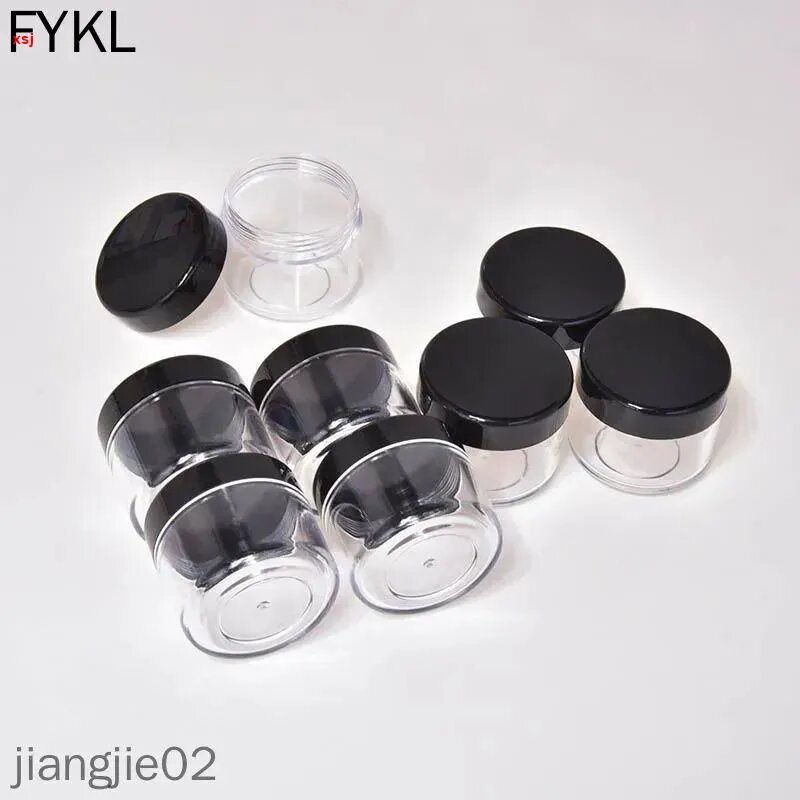 Баночка 20 мл. набор 10 шт. пластиковая, косметическая банка для крема, контейнер, дорожная тара(черный)