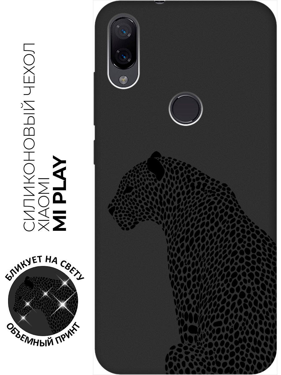 Силиконовый чехол на Xiaomi Mi Play с принтом "Леопардовая мозаика" матовый черный