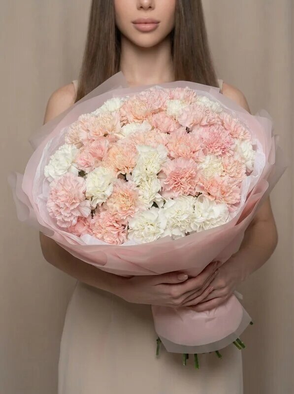 Букет из диантусов «Нежная симфония» — Нежный букет из диантусов «Нежная симфония», 35шт