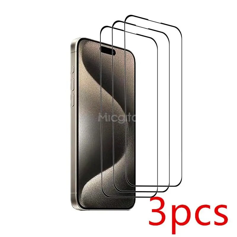 Закаленное стекло для iphone 15 Pro, Защитная пленка для экрана 15 pro Mas для iphone 15 Pro, пленка для камеры 3D