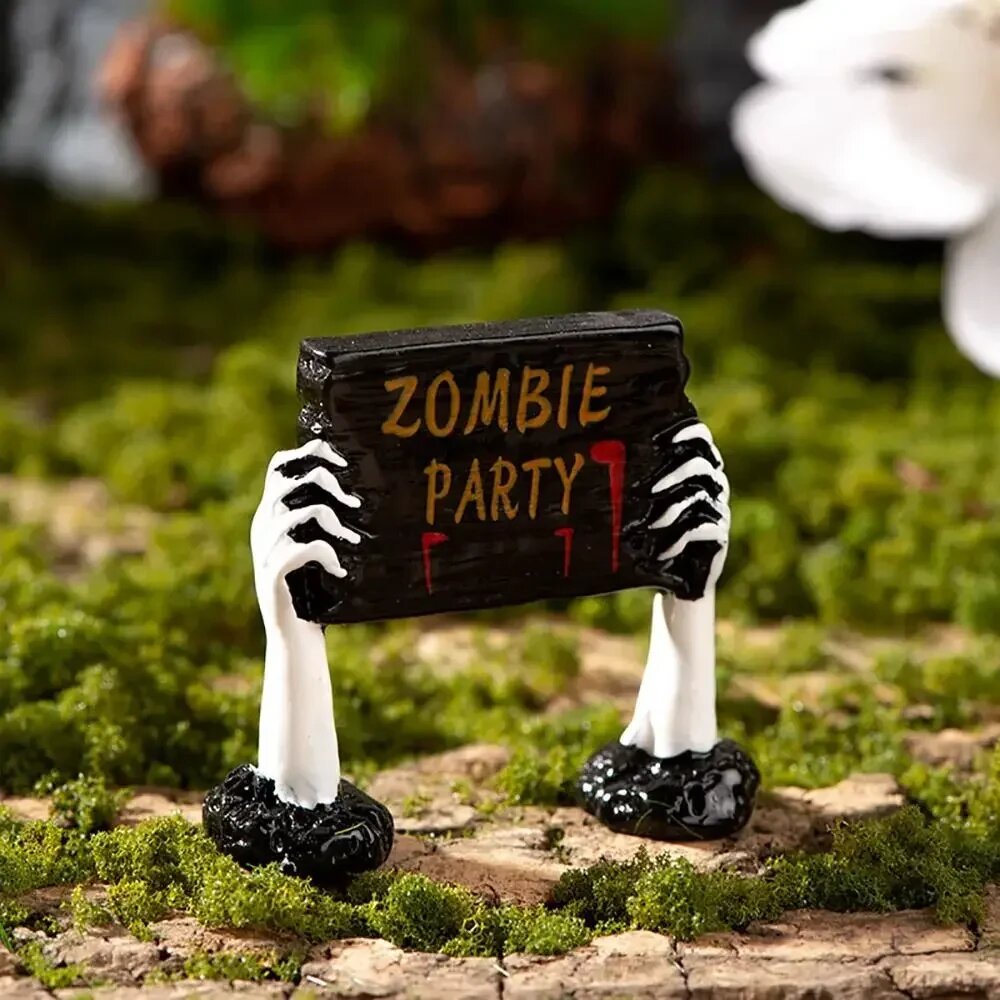 Миниатюрная фигурка "Zombie Party" на подставке-руках, Хэллоуин, Color: signboard