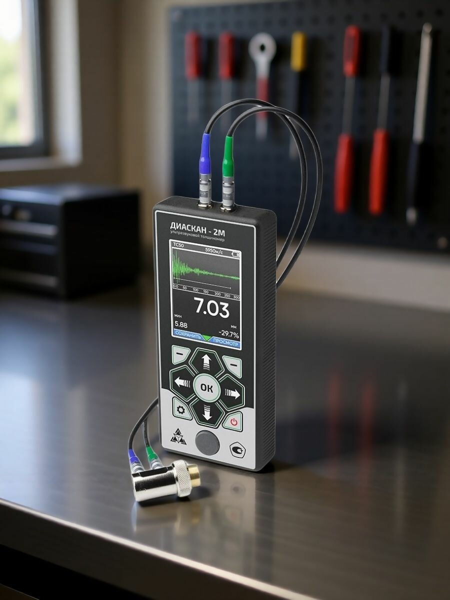 Толщиномер ультразвуковой ДИАСКАН-2М (с преобразователями 5 МГц и 10 МГц)