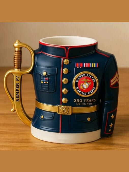 Необычная кружка 300ml Смола + нержавеющая сталь,"морпех"
