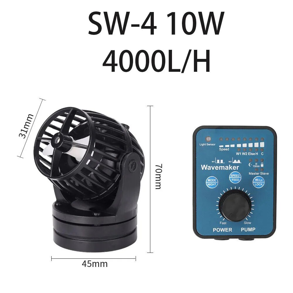 Аквариумный волновой насос JEBAO, SW-4 10 Вт 4000 л / ч с регулятором скорости, подходит для стекла 8 мм