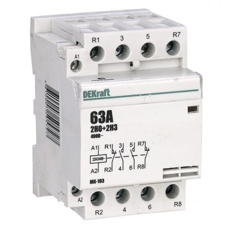 18090DEK / Модульный контактор 2НО+2НЗ 63А 230В МК-103 DEKraft