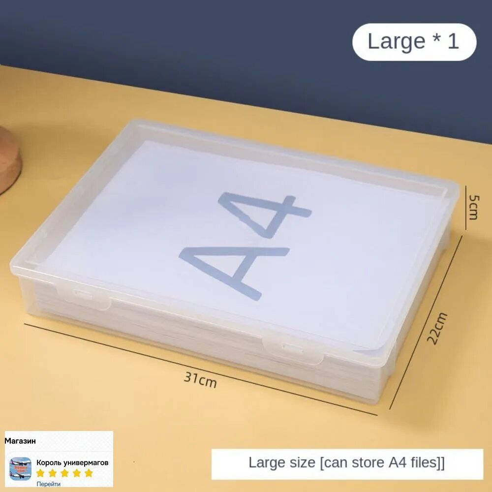 Кофр для хранения документов А4, 31 см х 22 см х 5 см, 1 шт, прозрачный
