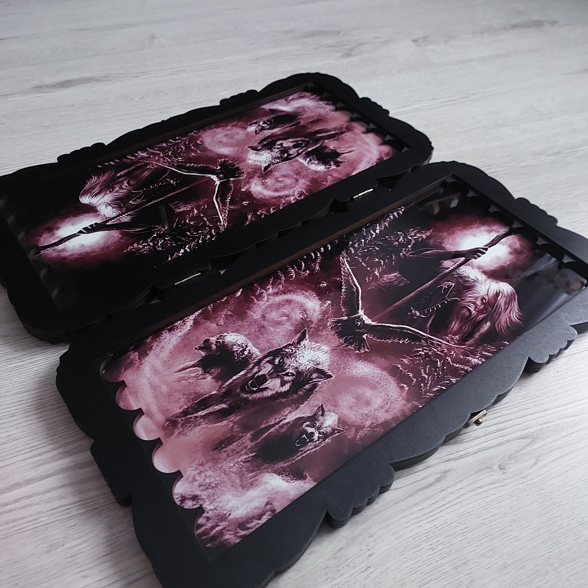 Нарды большие со стеклянным полем ручной работы с рисунком на стекле