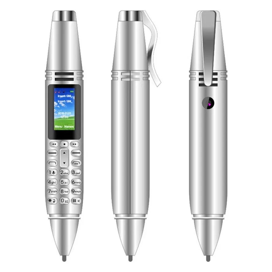 Мобильный телефон-ручка Uniwa AK007 серебристый, белый, 2G, беспроводной FM-радио