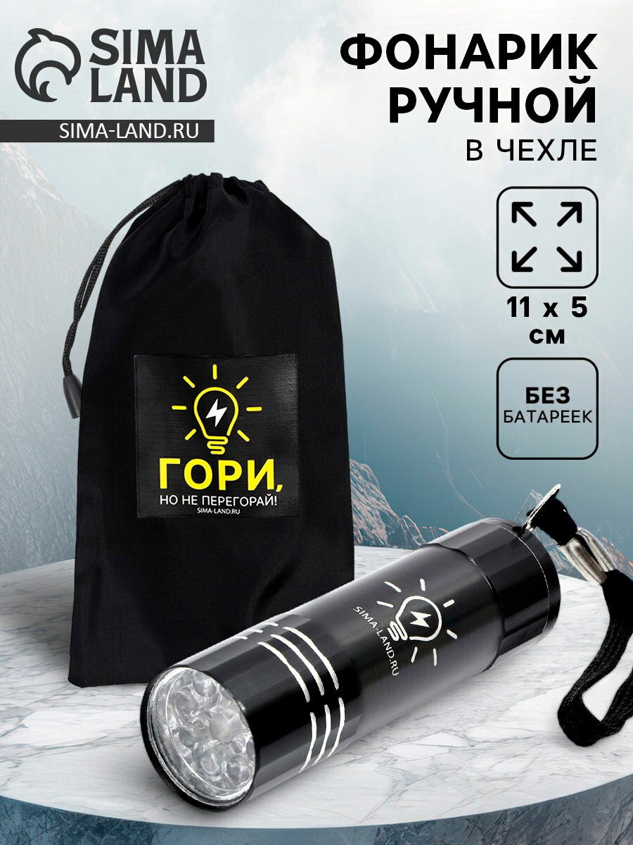 Фонарик ручной в чехле "Гори", 11 x 5 см, без батареек, для кого: мужской