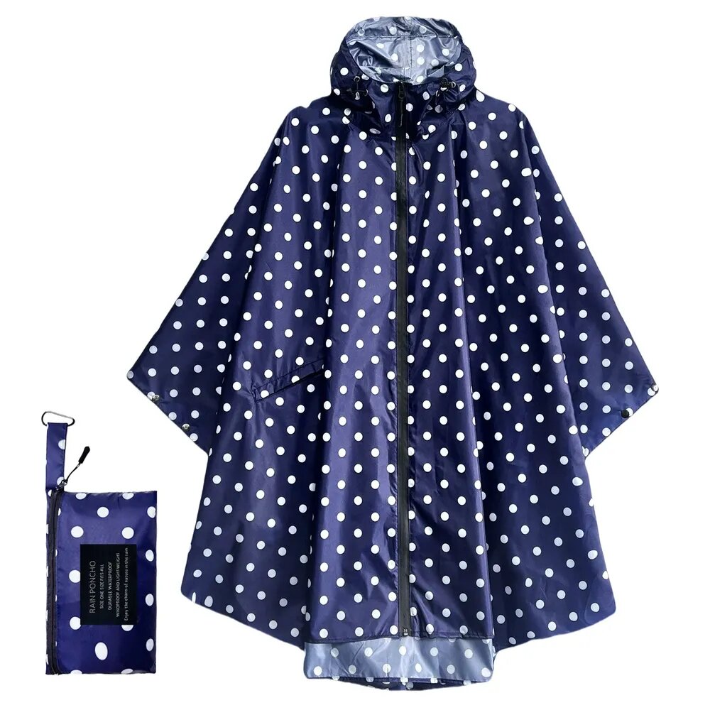 Дождевик женский пончо в горошек, непромокаемый плащ-дождевик с капюшоном, размер универсальный
