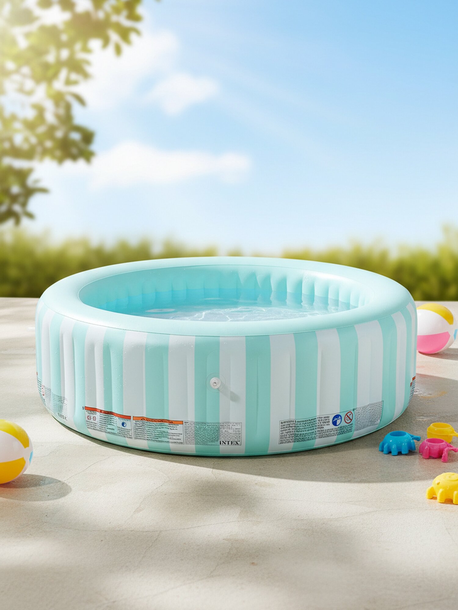Бассейн надувной Intex 56182NP мятный, 168х53 см, 462 л, для детей от 3 лет, круглый, прочный ПВХ, для дачи и отдыха.