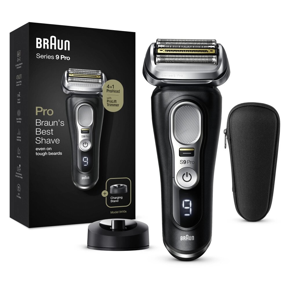 Электробритва Braun Series 9 Pro 9410s с зарядной станцией и футляром, влажное/сухое бритье, 60 мин работы