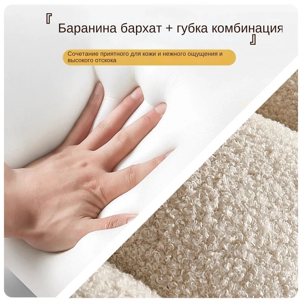Мягкий табурет-пуф из букле серого цвета для гостиной, круглой формы, 30х35 см — фото 1