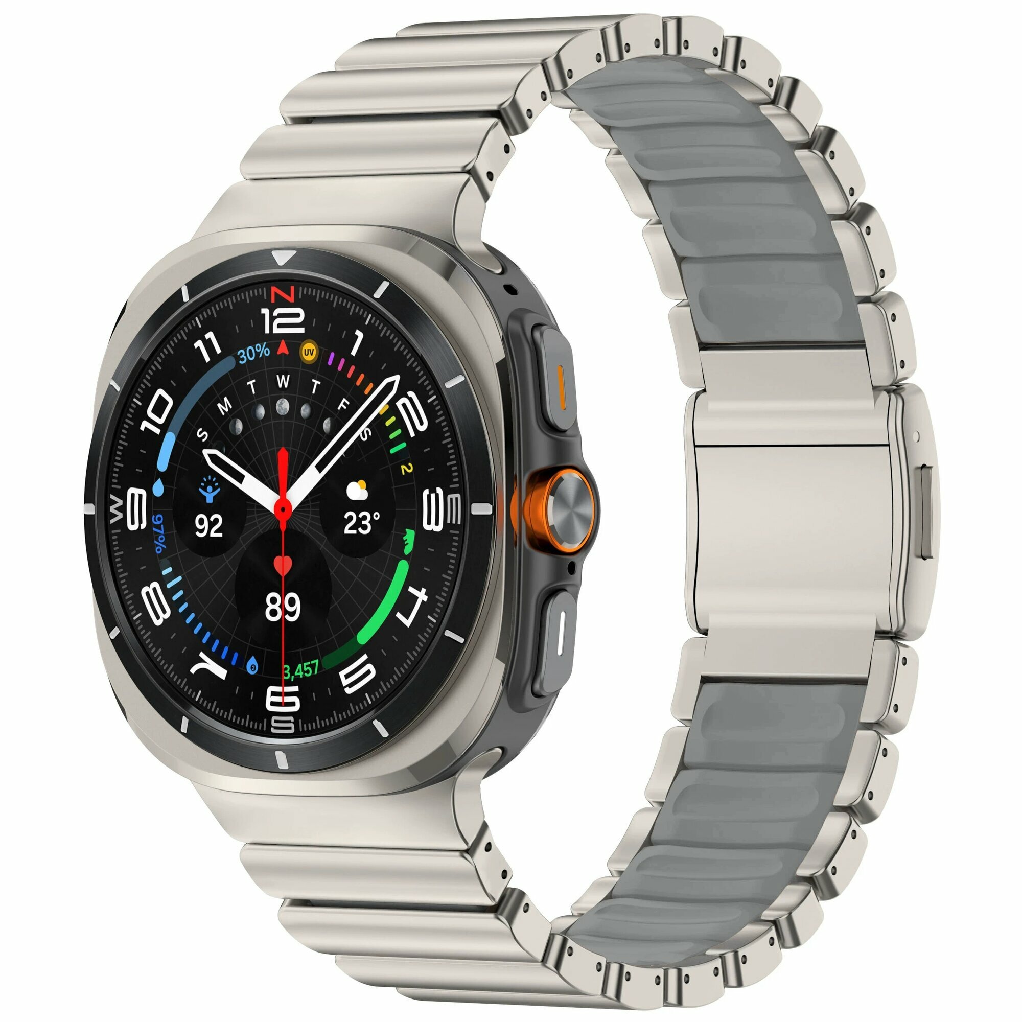 Титановый металлический магнитный захватный ремень для часов Samsung Galaxy Watch 8 40 мм 44 мм / 8 classic 46 мм Мягкий металлический силиконовый ремень