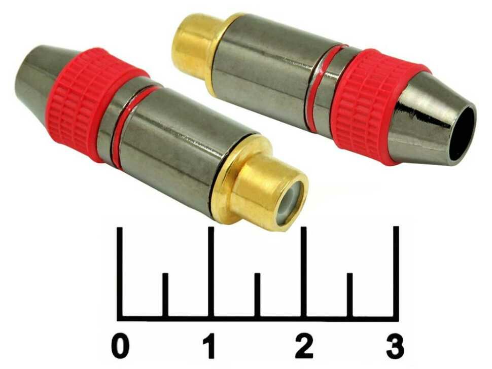 Разъем RCA гнездо на кабель gold красный