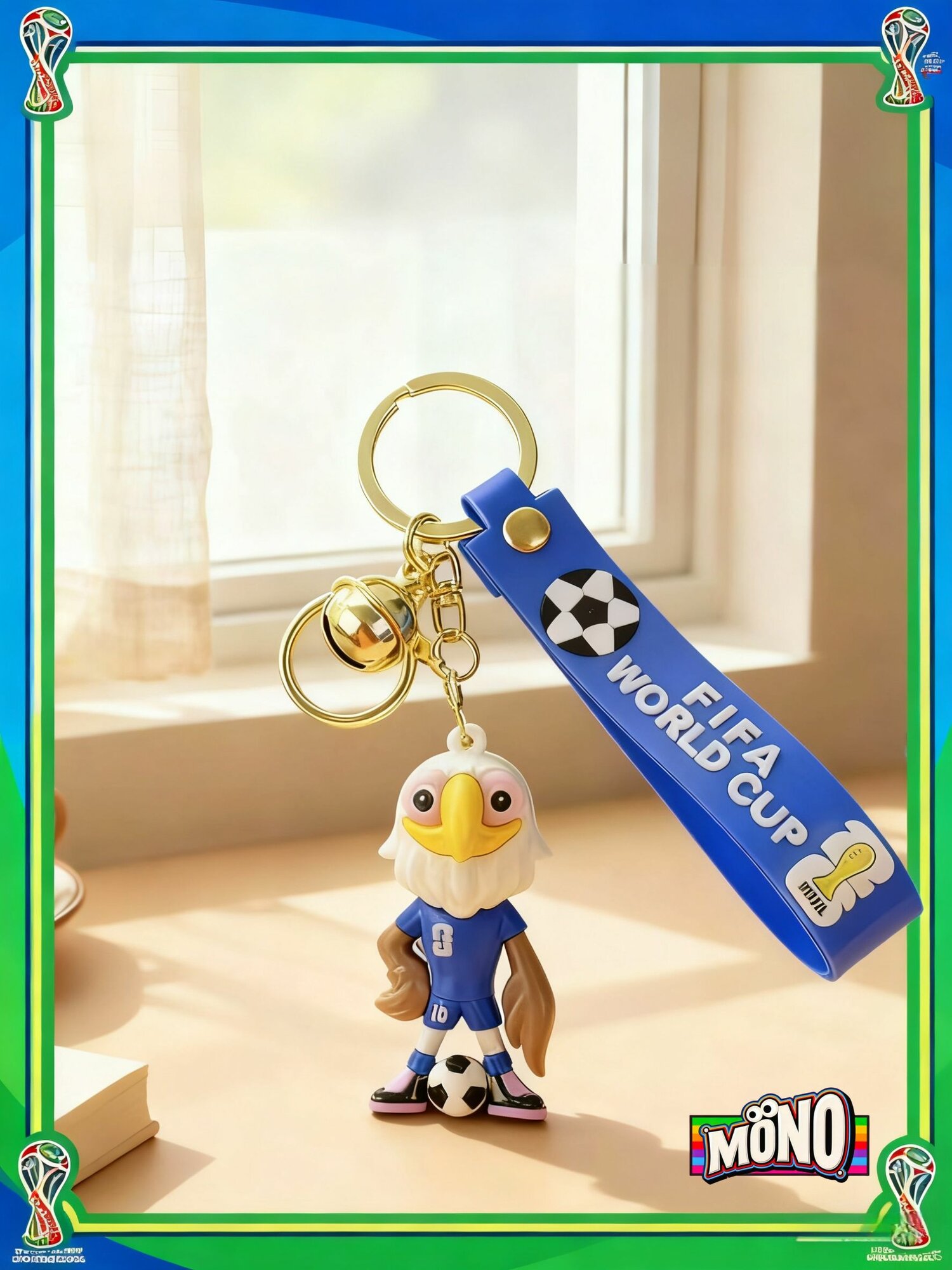 Брелок Fifa "Американский CLUTCH", синий, с талисманом ЧМ 2026, пластик (Цвет товара: 5; Размеры (ШxГxВ): 2x10x10 см)