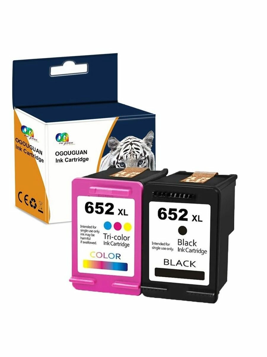 OGOUGUAN Комплект картриджей 652, совместимый, Набор CMYK, 2 шт картриджи 652 cmyk набор 2 штуки совместимые