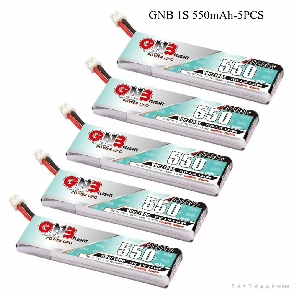 Литиевая батарея GAONENG GNB 1S 550 мАч 3,7 В 90C/180C со штекером PH2.0, 5 шт.