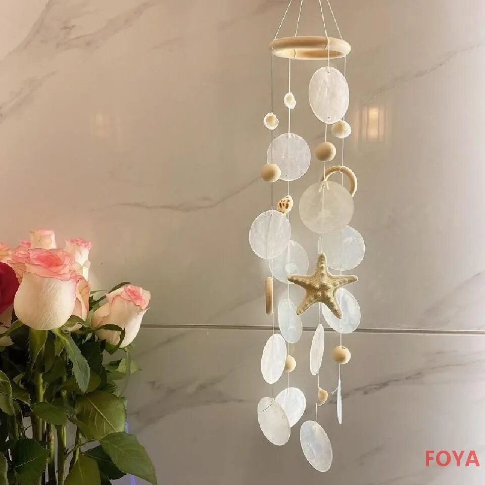 Украшение подвесное интерьерное из ракушек в морском стиле. Декор для дома