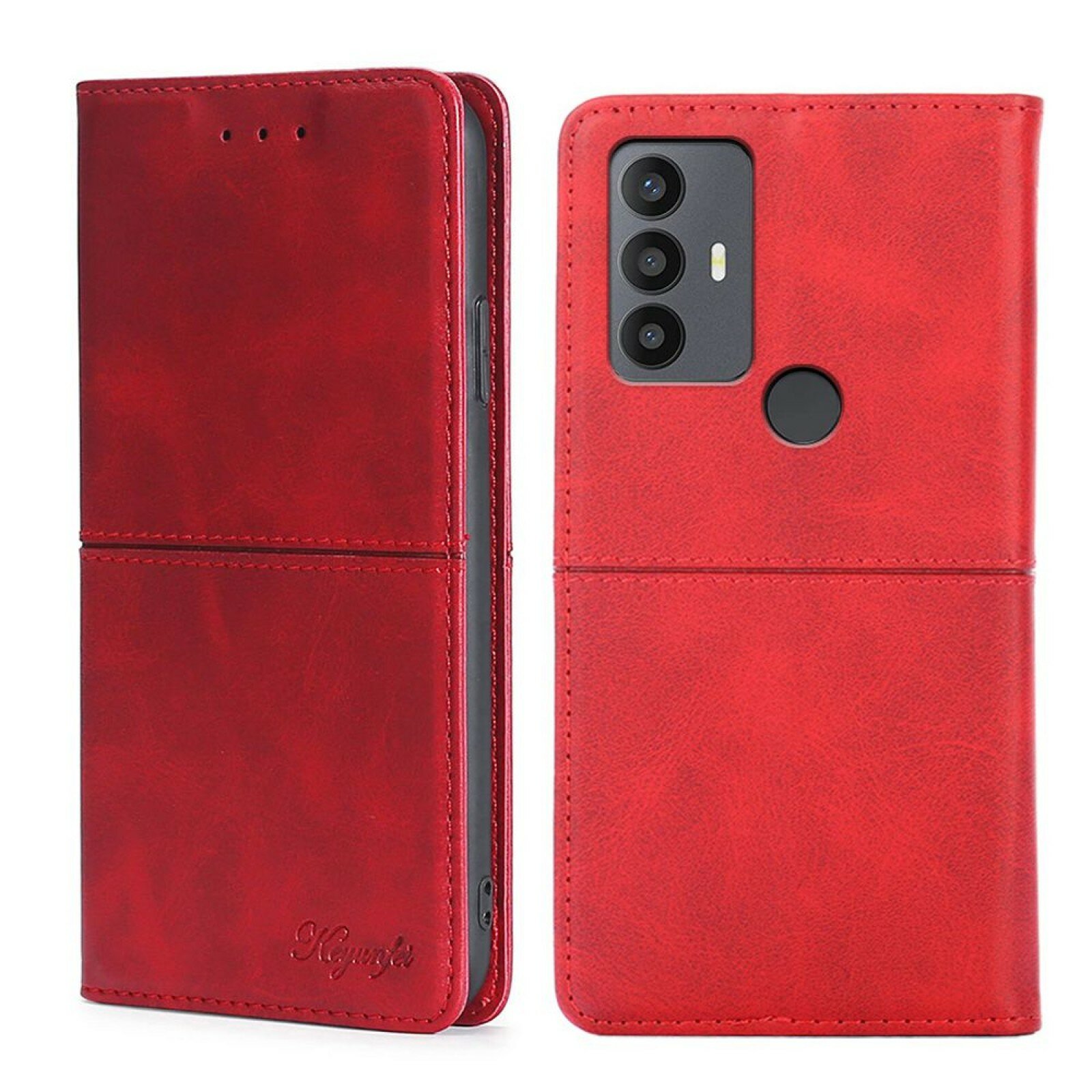 Чехол-книжка MyPads для TCL 30 SE 30E 306 305 красный с защитой экрана и углов