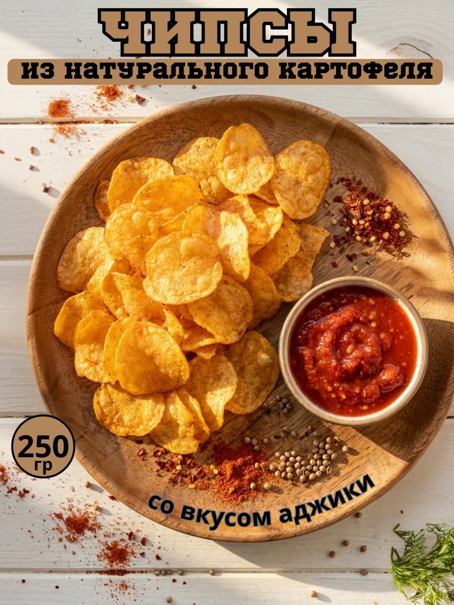 Чипсы из натурального картофеля со вкусом Аджика 250г