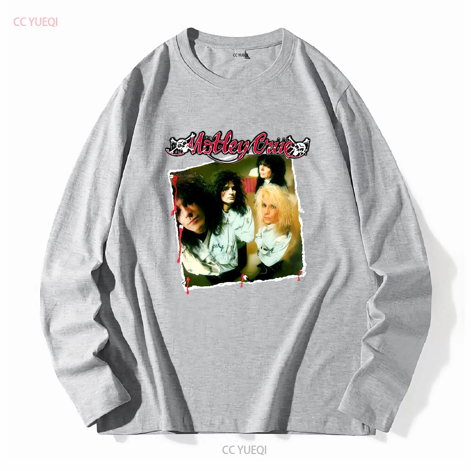 Мужская футболка Motley Crue Dr Feelgood Tour 1989 хлопок L, gray long sleeves