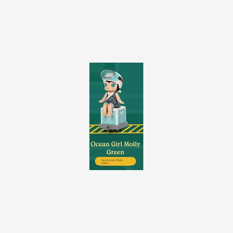 POPMART Molly Train Party Series Blind Box Collectible Figure - Green Mermaid, 10cm Premium Handmade Toy