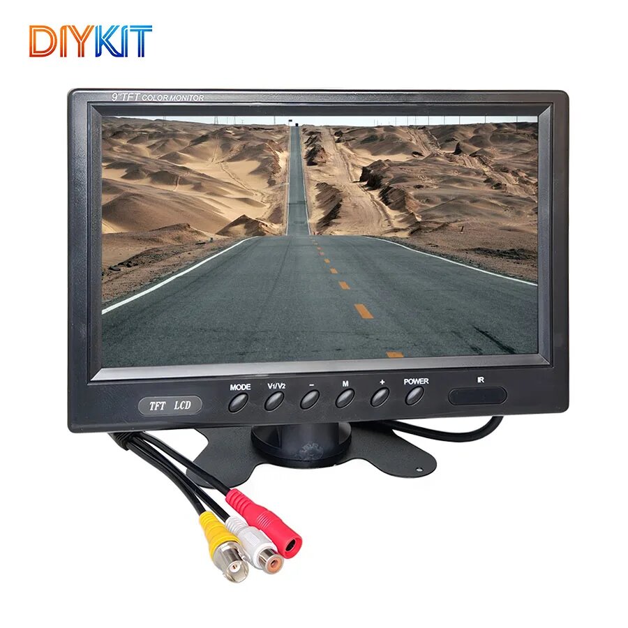 DIYKIT 9-дюймовый TFT ЖК-монитор автомобиля Дисплей Автомобильный монитор заднего вида Экран с входом BNC/AV Дистанционное управление DVD-видеомагнитофон