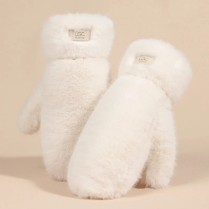 Женские белые плюшевые перчатки UGG