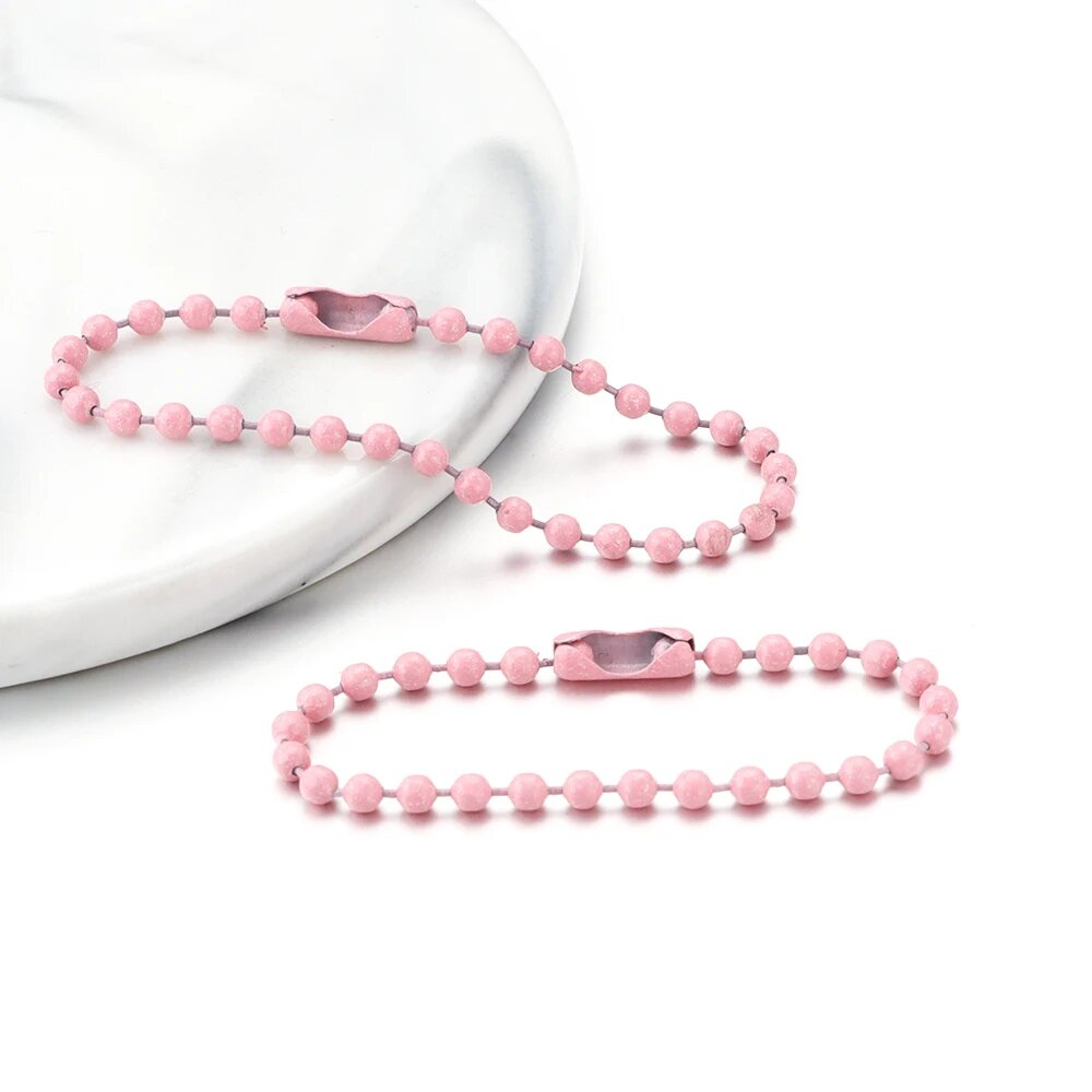 Железная шариковая цепочка из бисера 10 см, для бижутерии Розовый, 12cm, light pink