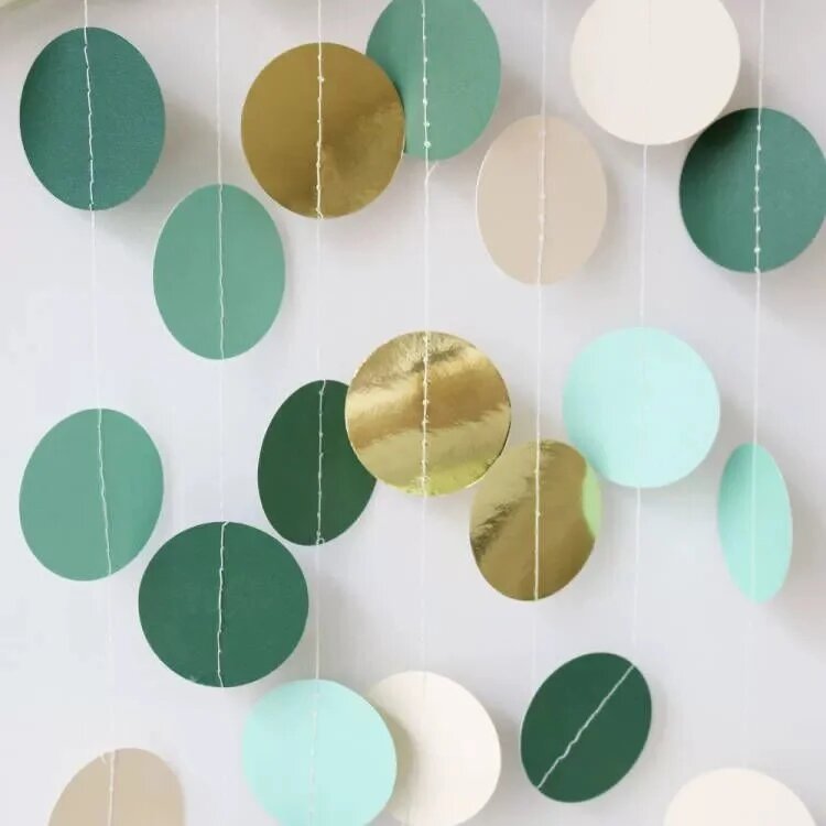 Бумажные гирлянды LQZZY sage green gold polka dots