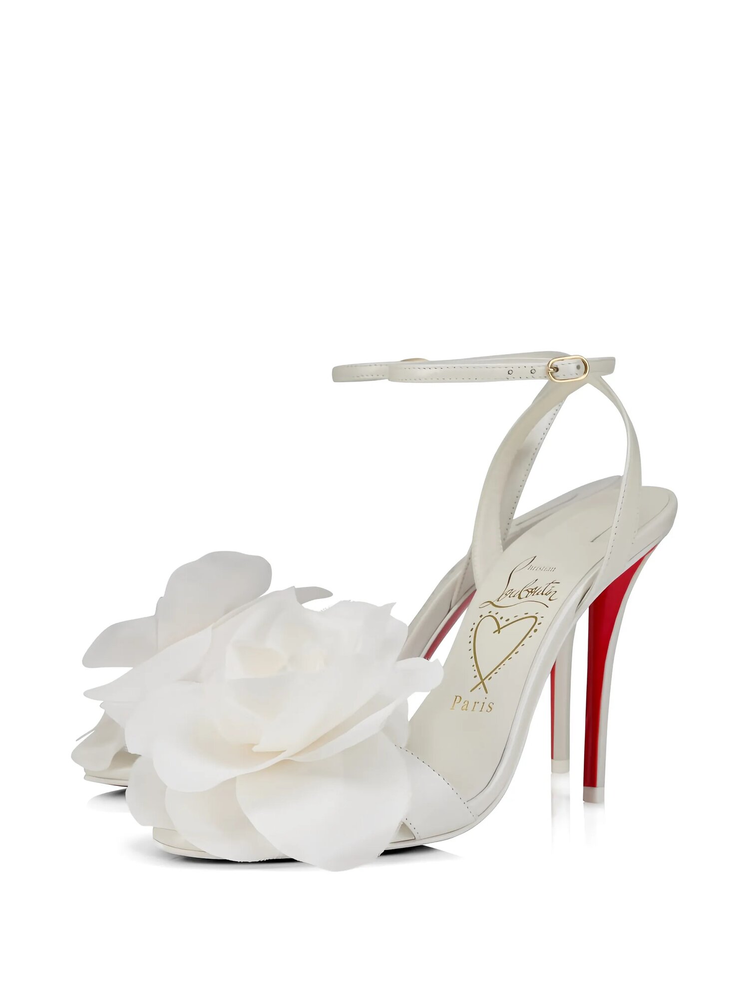 Босоножки Christian Louboutin Flower ankle-strap sandals, размер 37, белый — фото 1