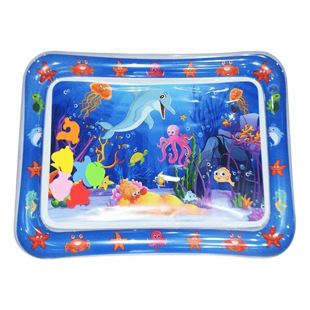 Игровая подушка для кошек, квадратная 69x50 см, синяя с дельфинами и рыбами, PVC