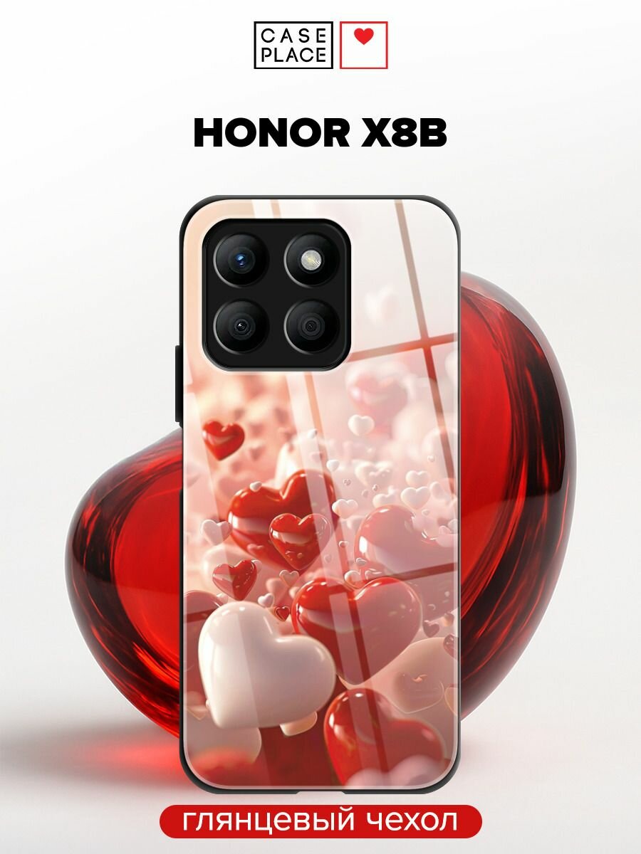 Чехол на Honor X8b / Хонор Х8б с принтом "3D сердечки"