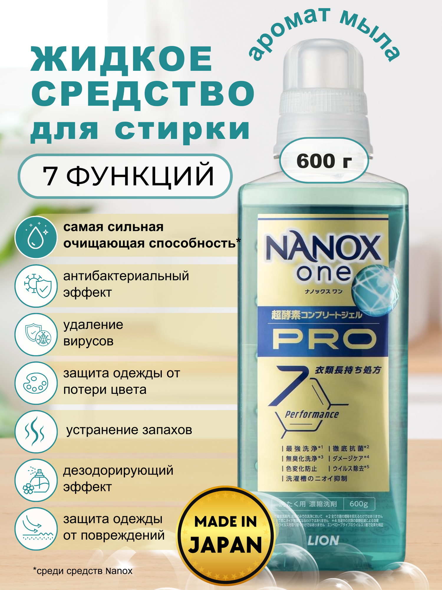 Гель для стирки жидкое средство NANOX one PRO 600 г