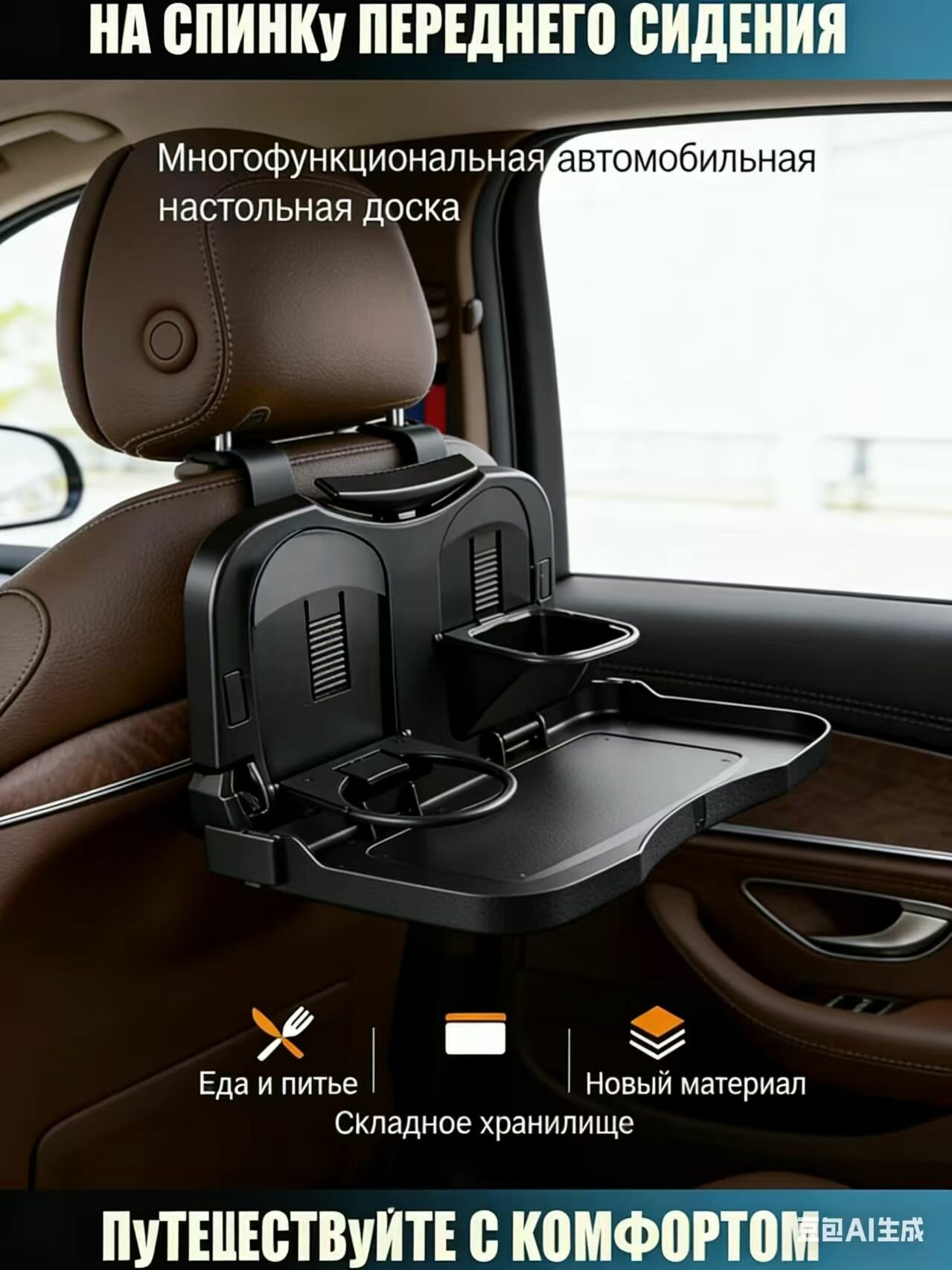 Столик складной автомобильный. трансформер 34х20х4