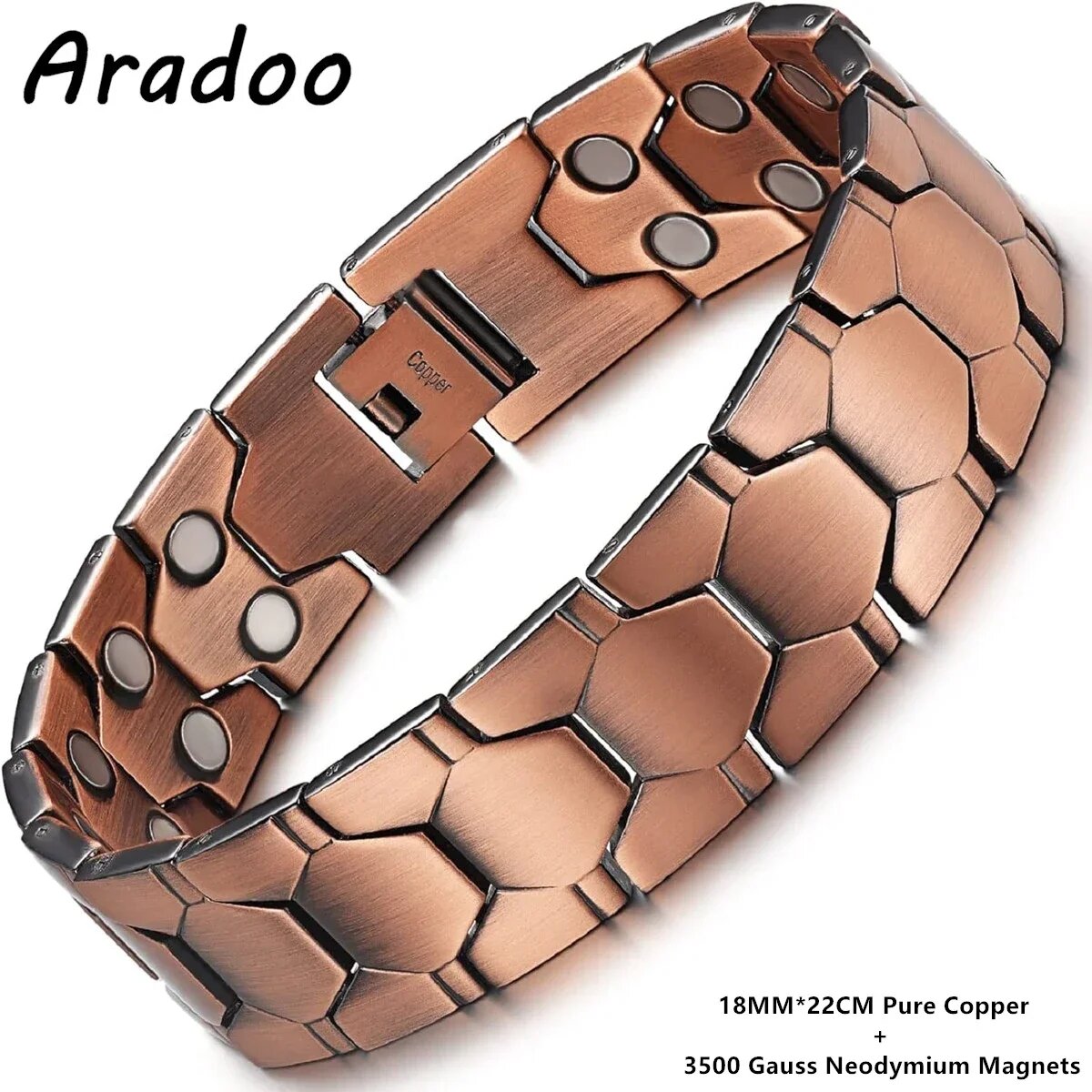 ARADOO Браслет мужской медный с магнитами, B-C030